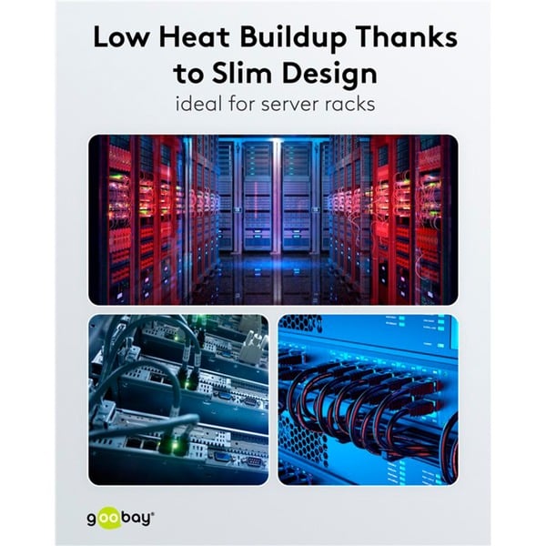 goobay Ultraflexibles Cat.8.1 Patchkabel slim, U/FTP grau, 2 Meter, extrakurze Stecker