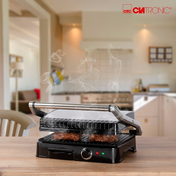 Clatronic Kontaktgrill KG 3487 edelstahl/schwarz, 2.000 Watt