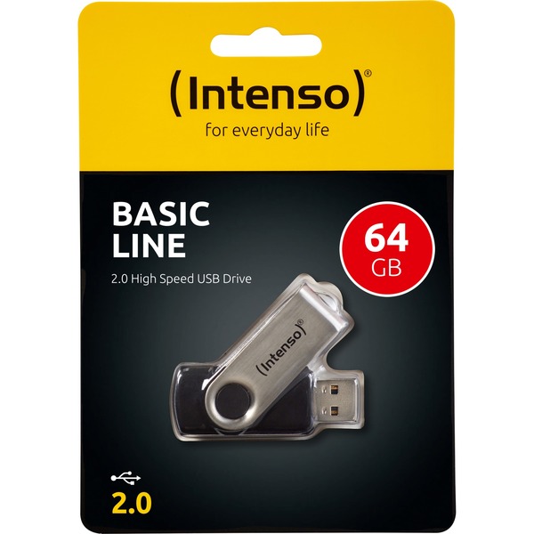 Intenso Basic Line 64 GB, USB-Stick silber/schwarz, USB-A 2.0