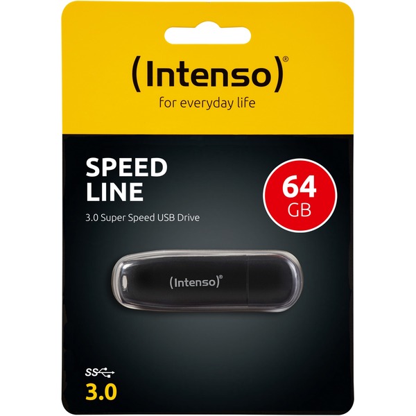 Intenso Speed Line 64 GB, USB-Stick schwarz, USB-A 3.2 Gen 1