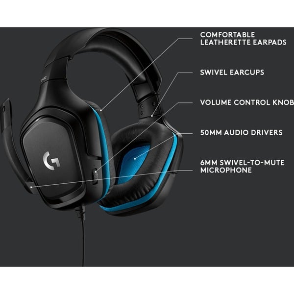 Logitech Gaming G432 Gaming Headset, Gaming-Headset schwarz/blau