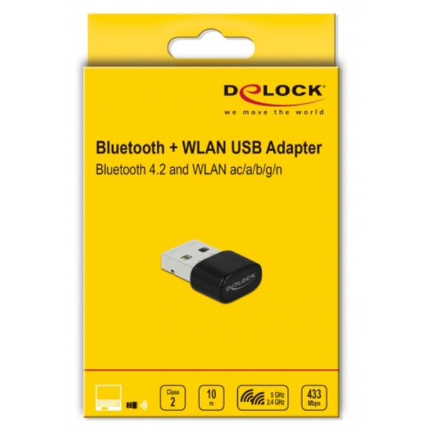 DeLOCK Bluetooth 4.2 und Dualband WLAN ac/a/b/g/n, Bluetooth-Adapter