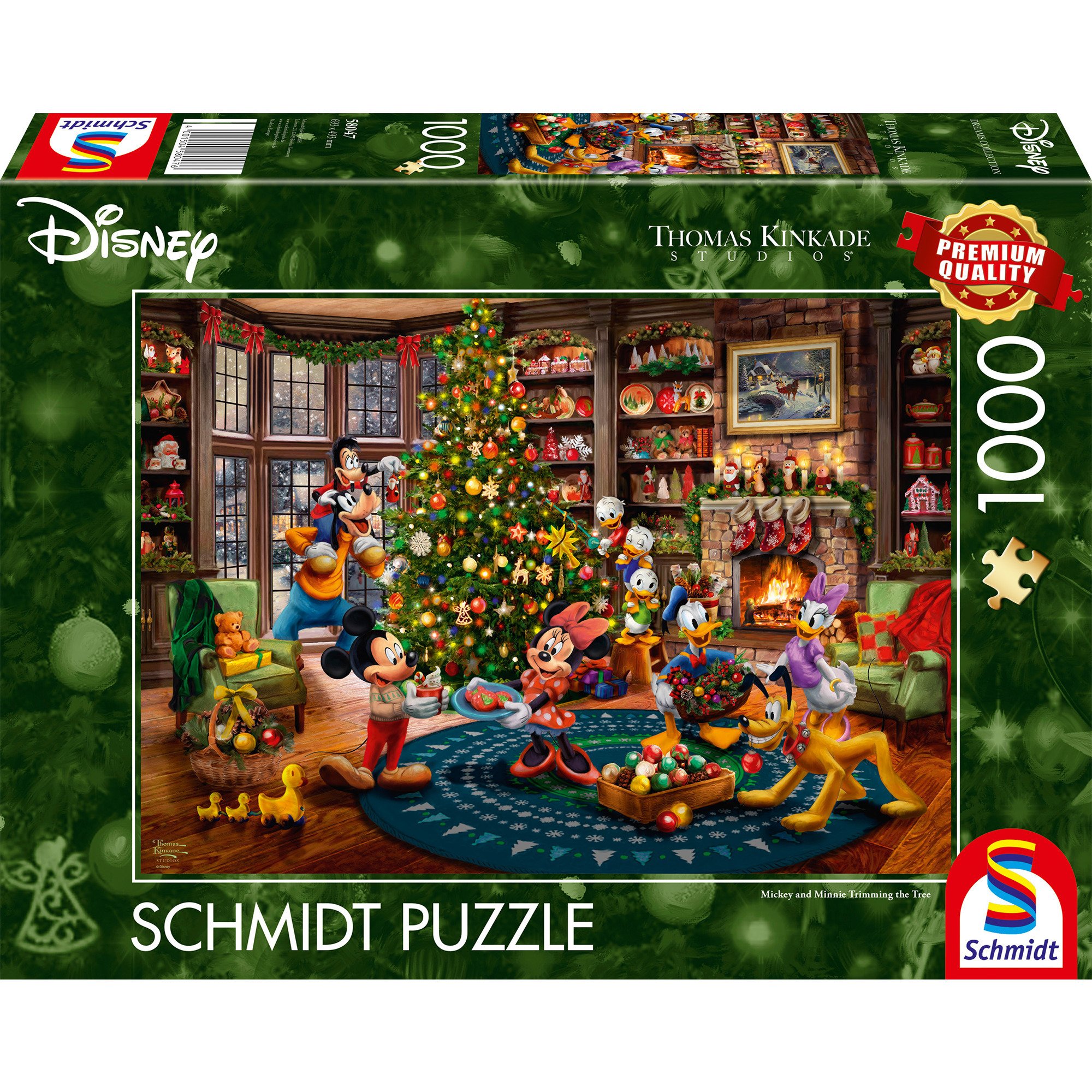 Schmidt Spiele Thomas Kinkade Studios: Disney - Mickey & Minnie Trimming The Tree, Puzzle 1000 Teile