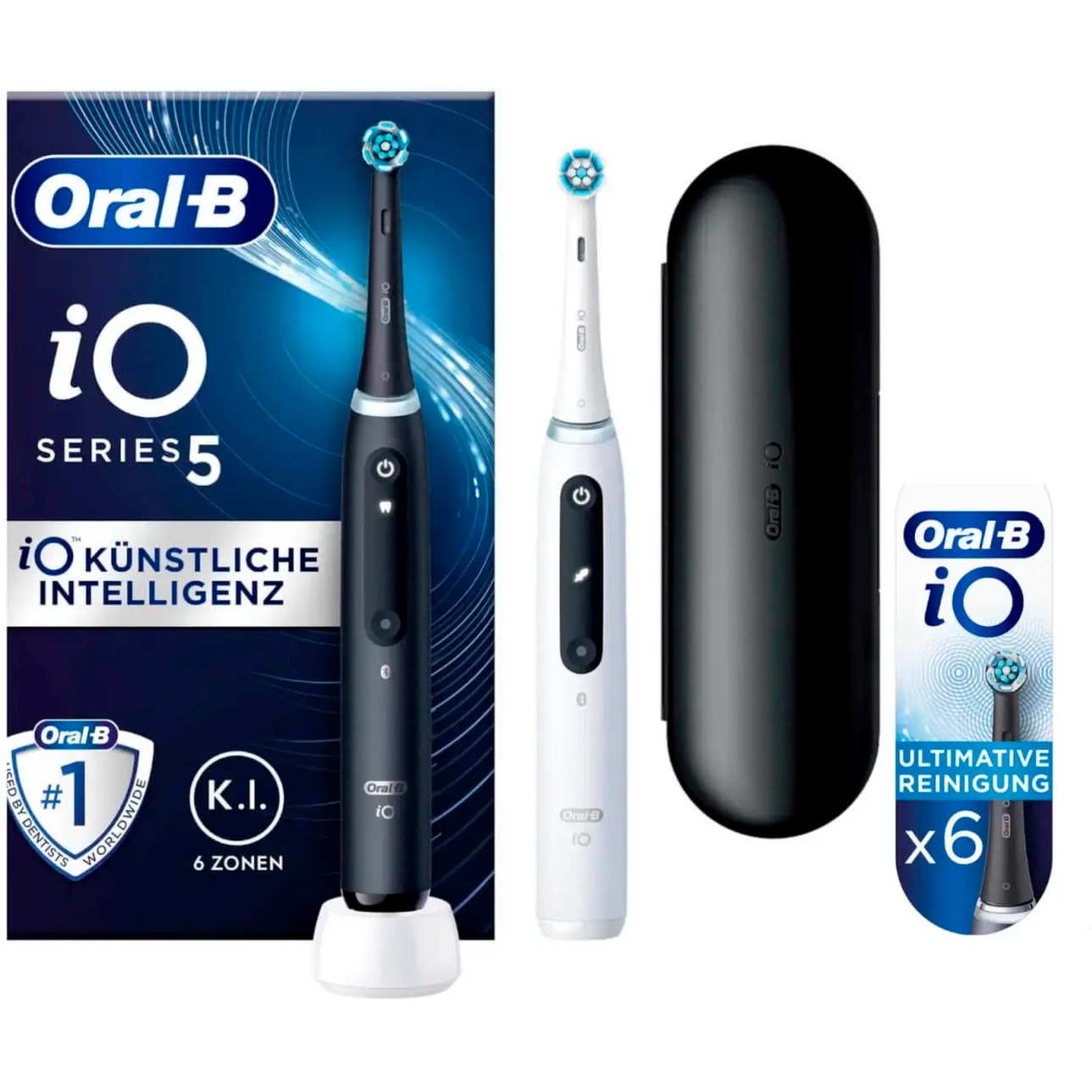 Oral-B Oral-B iO Series 5 Duo, Elektrische Zahnbürste schwarz/weiß, Matt Black/Quite White inkl ...