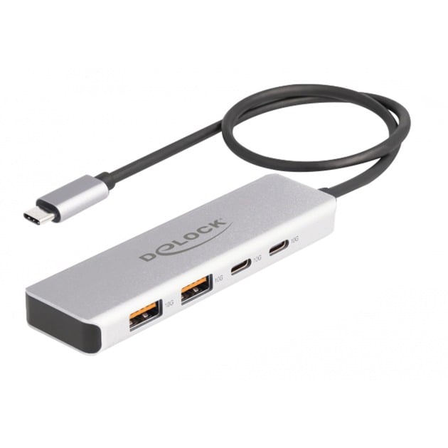 DeLOCK USB 10 Gbps USB Type-C Hub mit 2 x USB Typ-A und 2 x USB Type-C ...