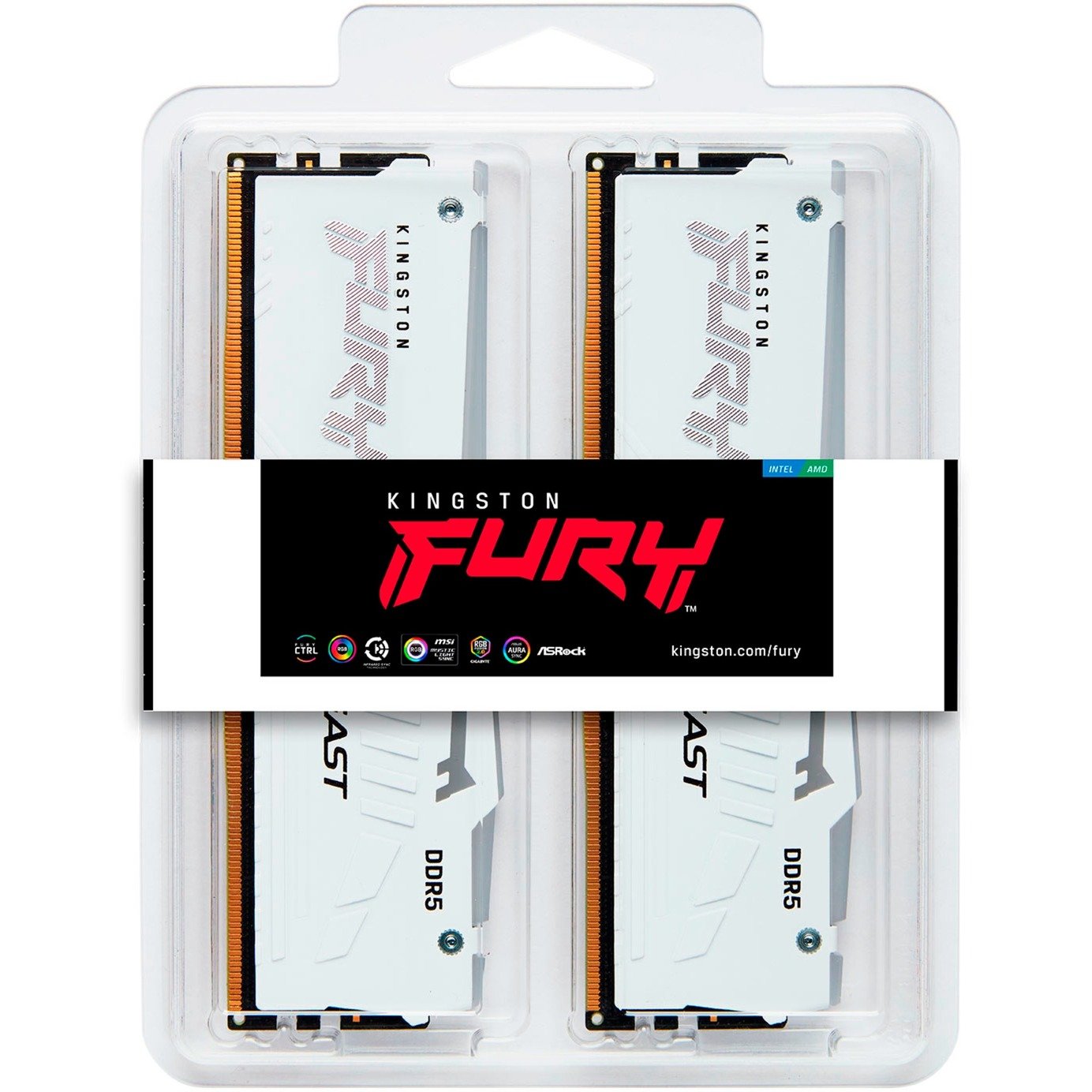 Kingston FURY DIMM 32 GB DDR5-6000 (2x 16 GB) Dual-Kit, Arbeitsspeicher weiß, KF560C30BWEAK2-32 ...