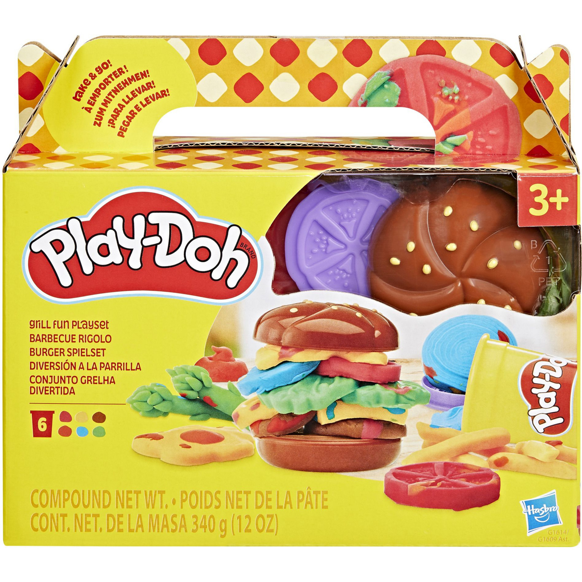Hasbro Play-Doh Burger Spielset mit Knetwerkzeugen und Spielknete, Basteln