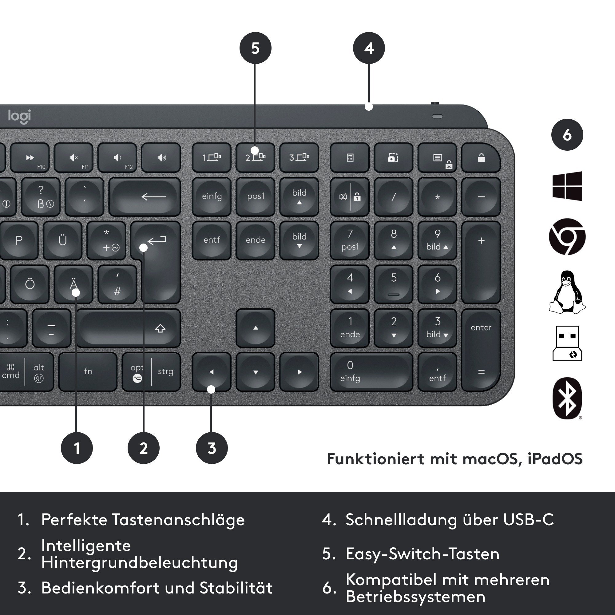 Logitech MX Keys Combo for Business Gen 2, Desktop-Set graphit, DE ...