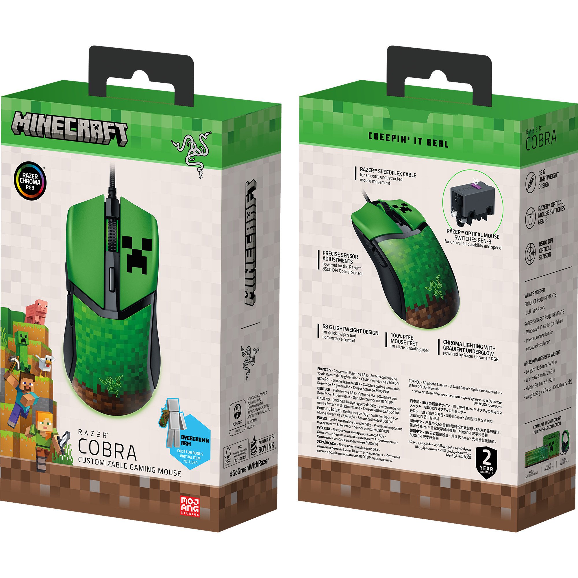 Razer Cobra - Minecraft Edition, Gaming-Maus grün/schwarz