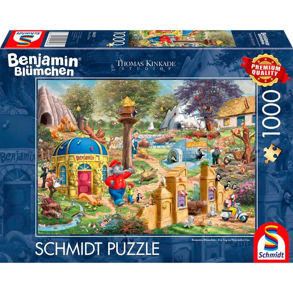 Schmidt Spiele Thomas Kinkade Studios: Benjamin Blümchen, Ein Tag im Neustädter Zoo, Puzzle 1000 ...
