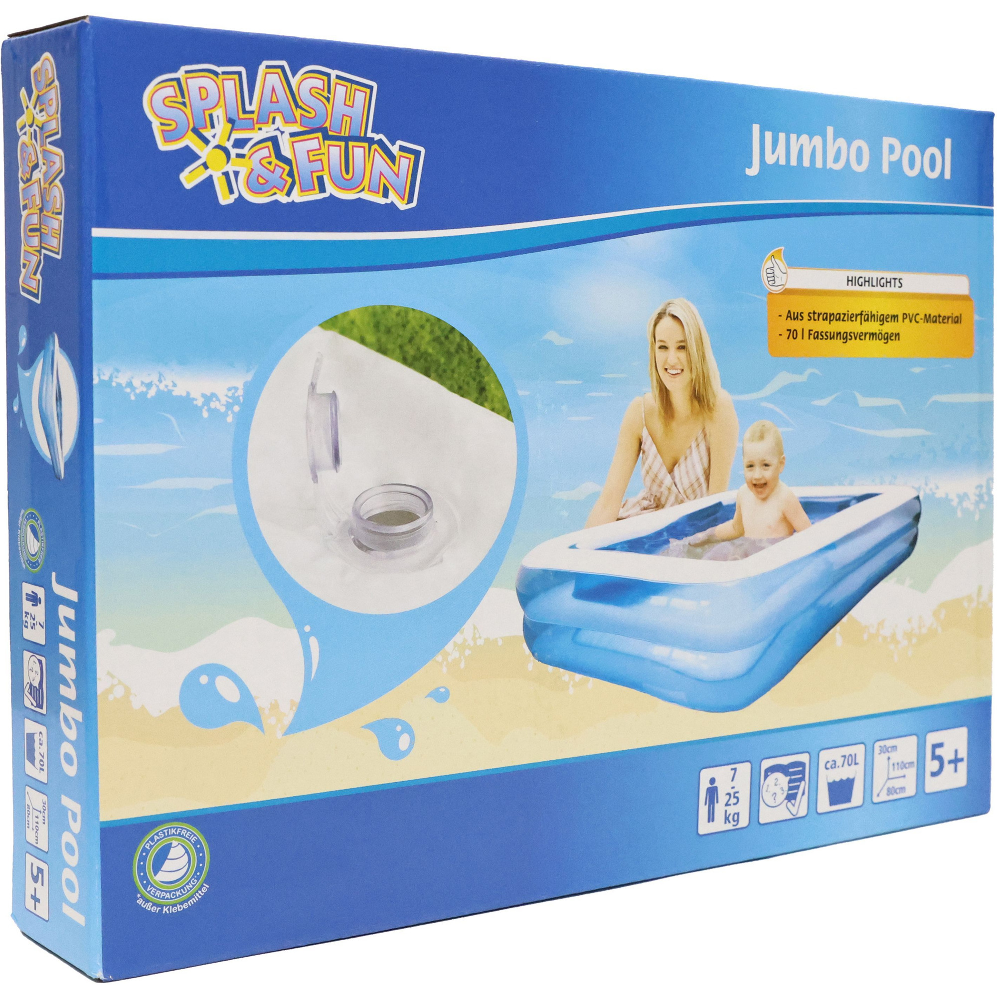 Splash & Fun Splash and Fun Jumbo Pool 110 x 80 x 30 Zentimeter, Schwimmbad