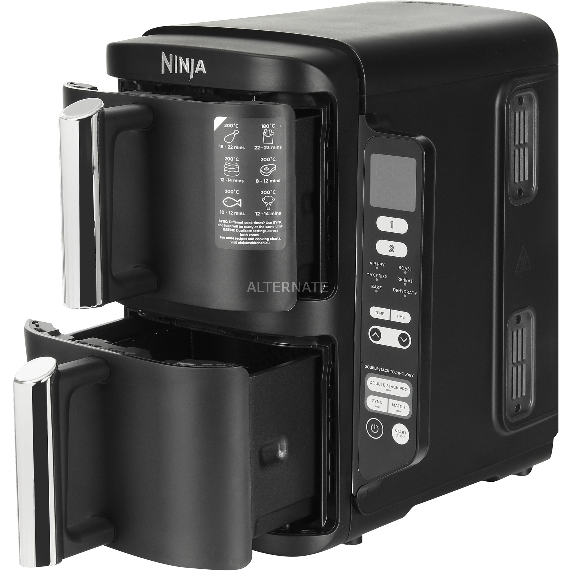 Ninja Double Stack 2-Ebenen Heißluftfritteuse SL300EU schwarz, 2.470 ...