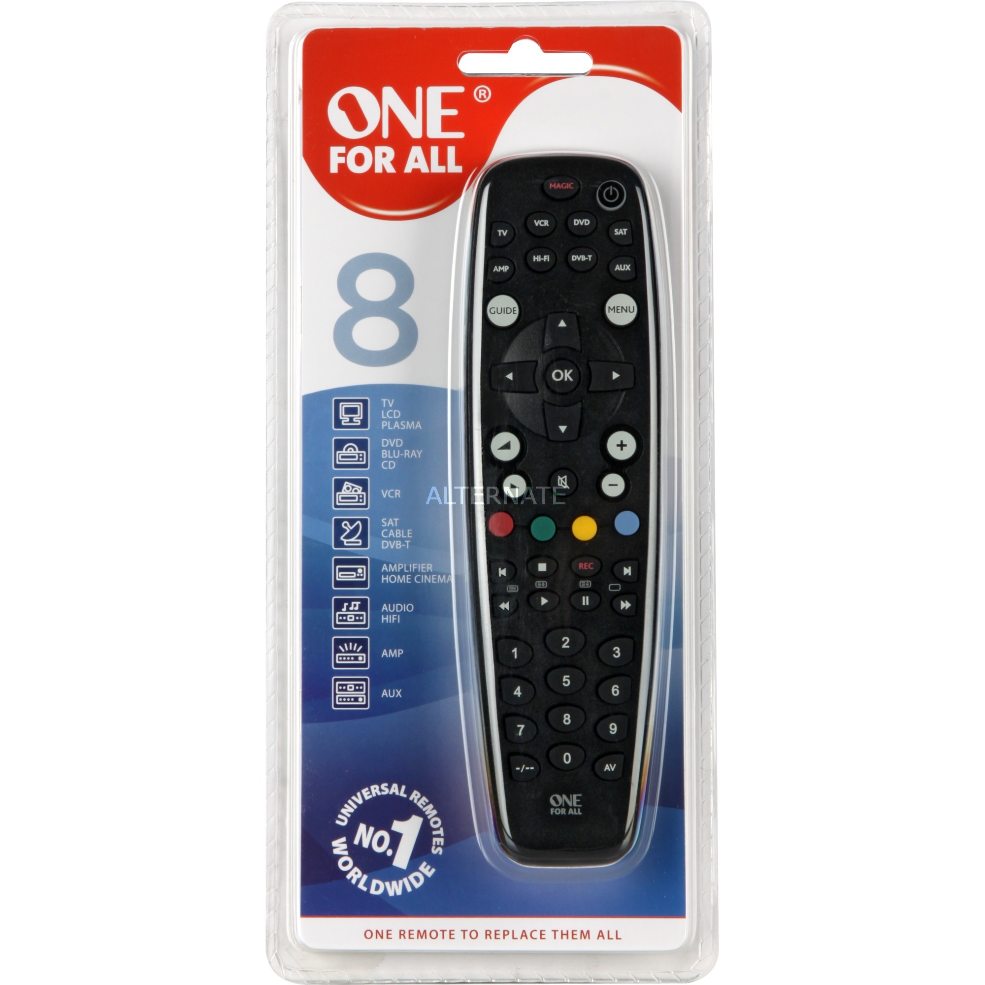 ONE FOR ALL 8 URC 2981, Fernbedienung schwarz, Universal-Fernbedienung