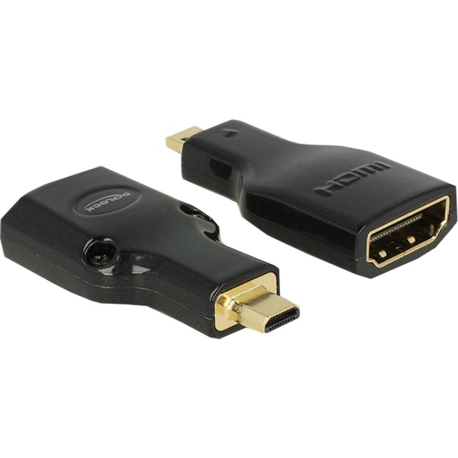 DeLOCK micro HDMI-D Stecker > HDMI-A Buchse 4K, Adapter schwarz, High ...
